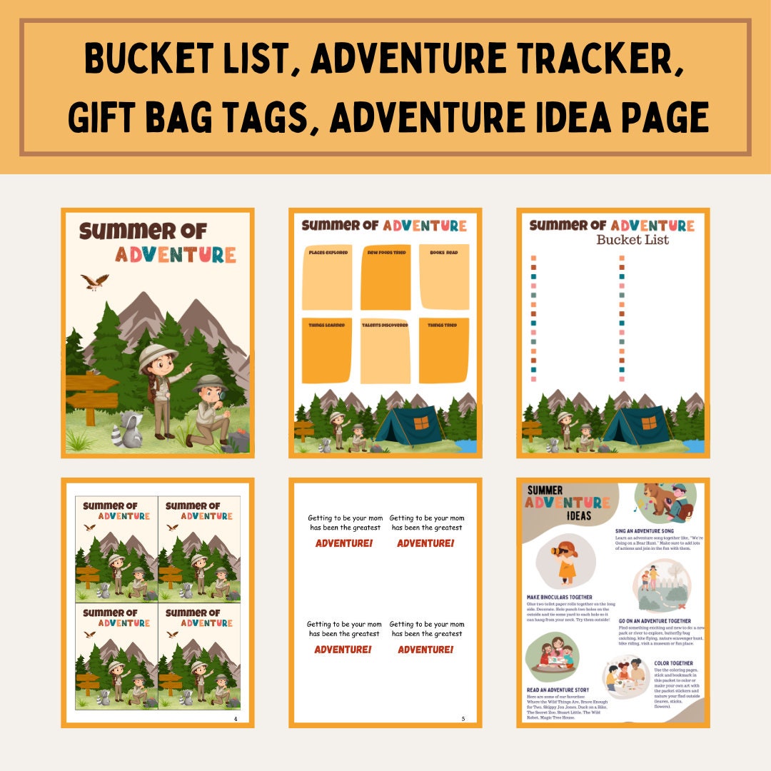 Summer of Adventure Packet- Summer Organization- Summer Activities ...