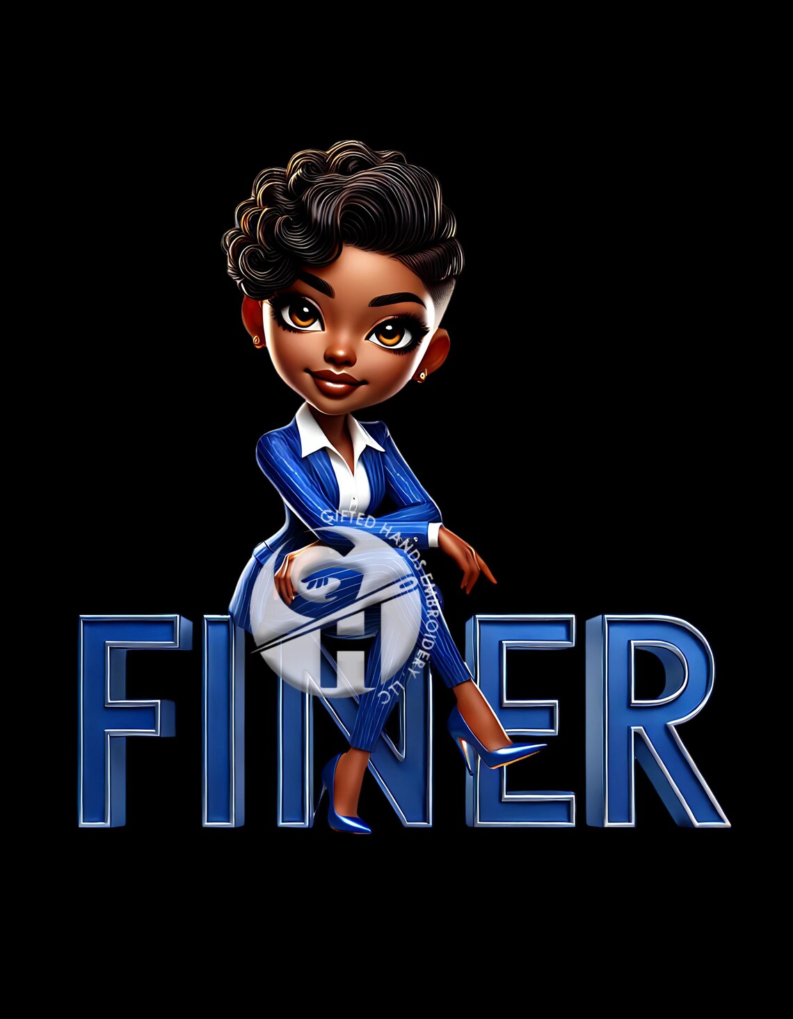 Zeta Finer Sorority Chibi Woman Graphic - Digital Download - Etsy