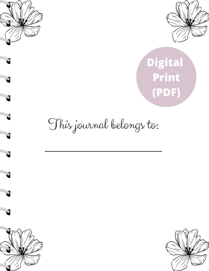Printable PDF, Digital Download Journal, Daily Journal, Black Journal ...