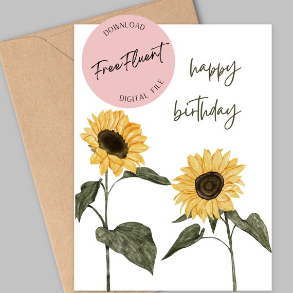 Happy Birthday Sunflower Card Printable Birthday Card Best - Etsy