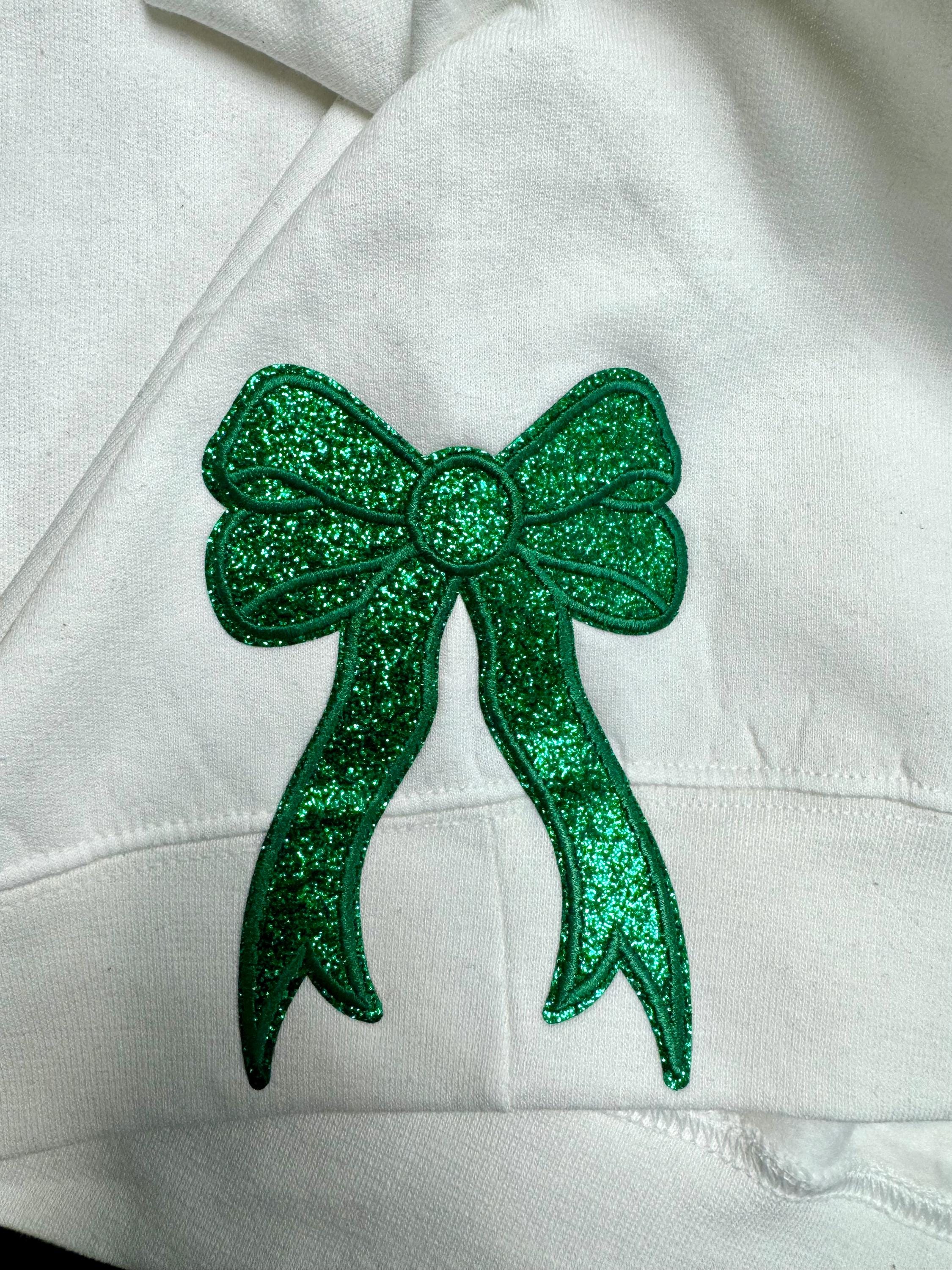 Custom Embroidered Side Bow Patch, Iron on Side Bow Applique, Glitter ...