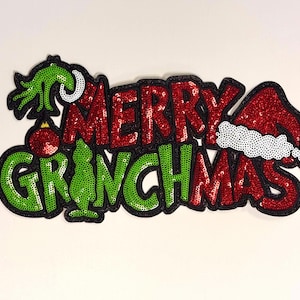 Merry Grinchmas Sequin Patch, Christmas Sequin Patch, Christmas Day ...