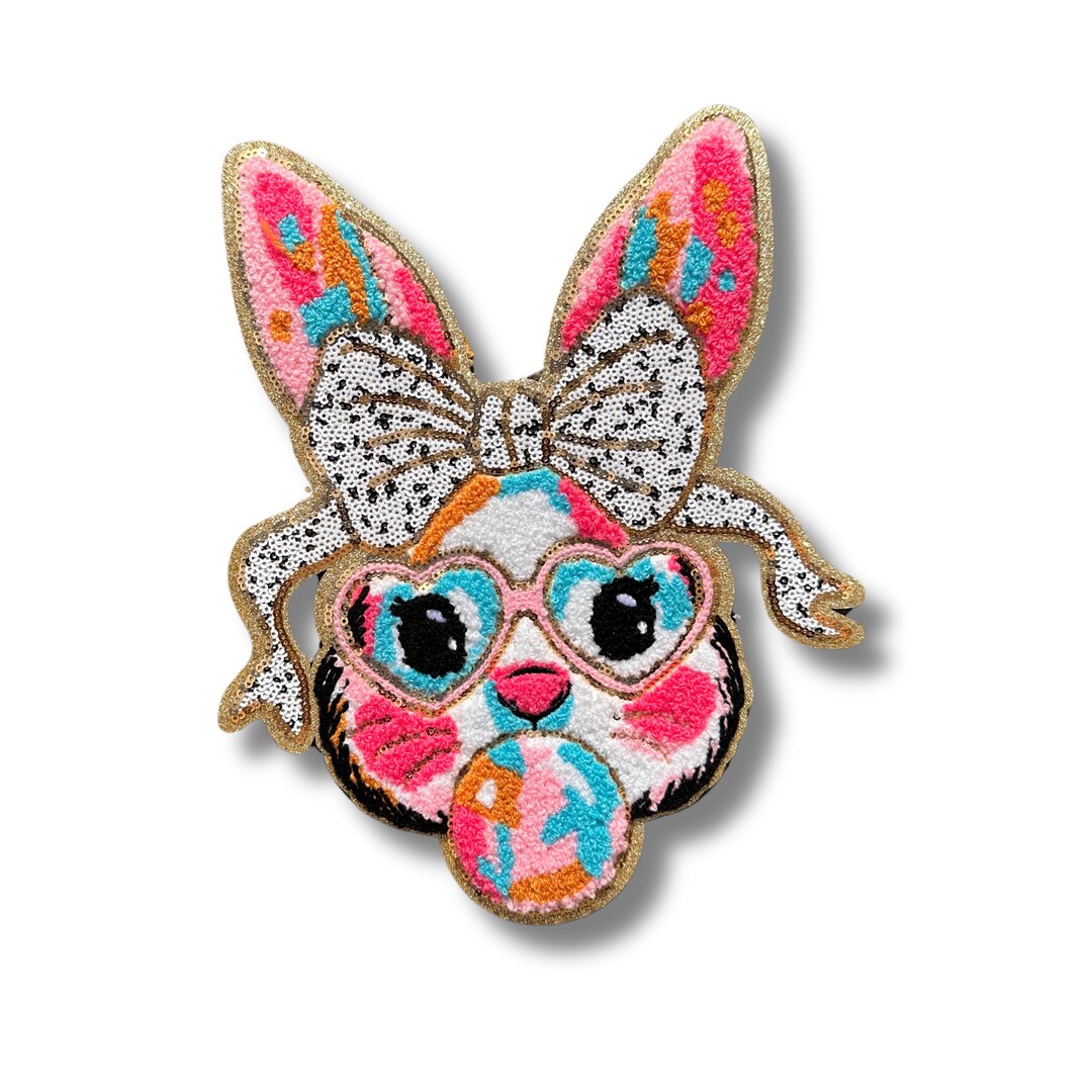Easter Bunny Bubble Gum Sequin Chenielle Patch, Easter Chenille Patch ...