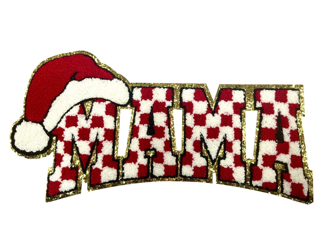 Mama Checkered Christmas Chenielle Patch, Christmas Chenille Patch ...