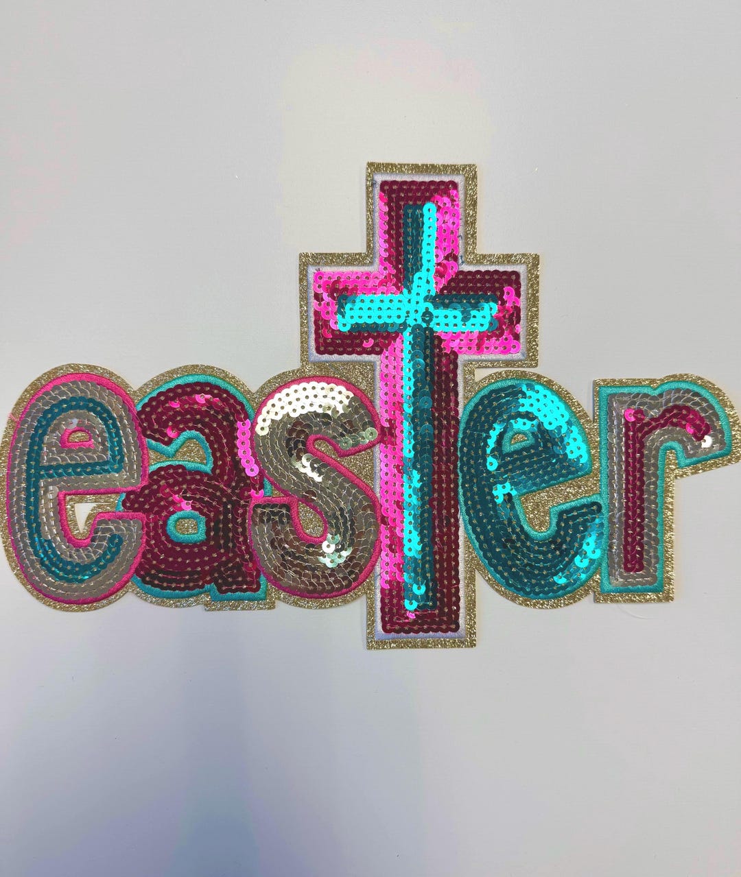 Easter Cross Sequin Patch, Easter Sequin Patch, Easter Day Patch ...