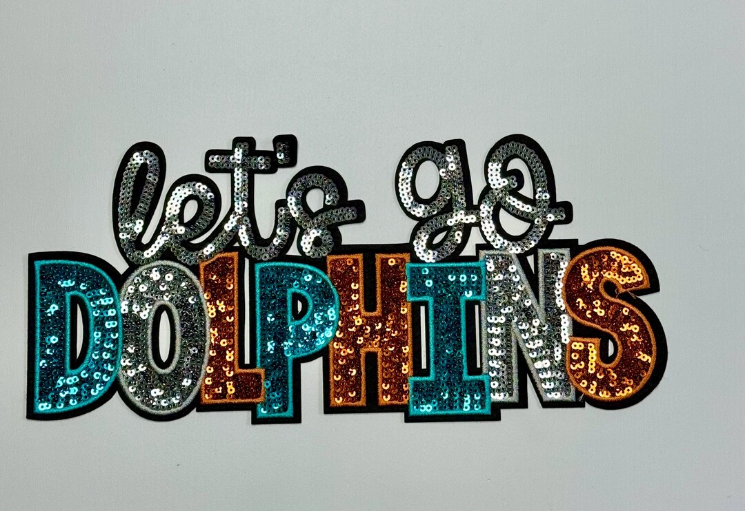 Let’s Go Dolphins Sequin Patch, NFL Sequin Patch, NFL Day Patch, NFL Patch, Iron-on Patch - Etsy
