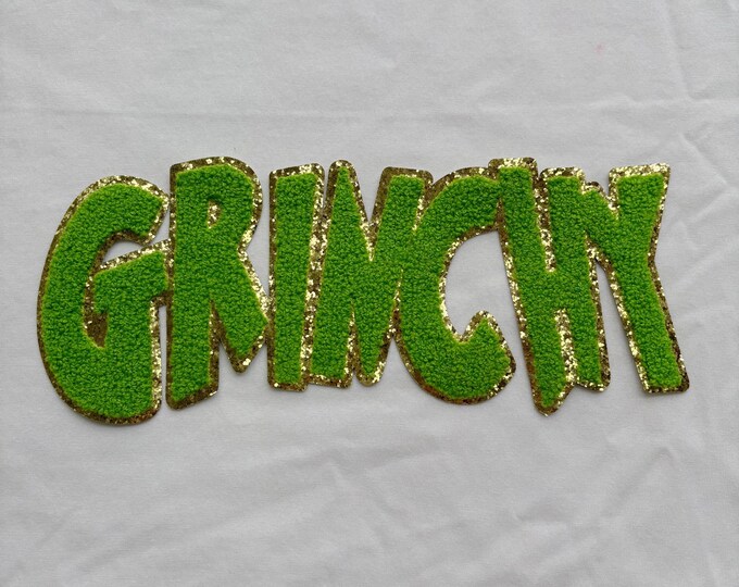 Grinchy Chenille Patch, Green Grinchy, Christmas Sequin Patch, Christmas Day Patch, Christmas ...