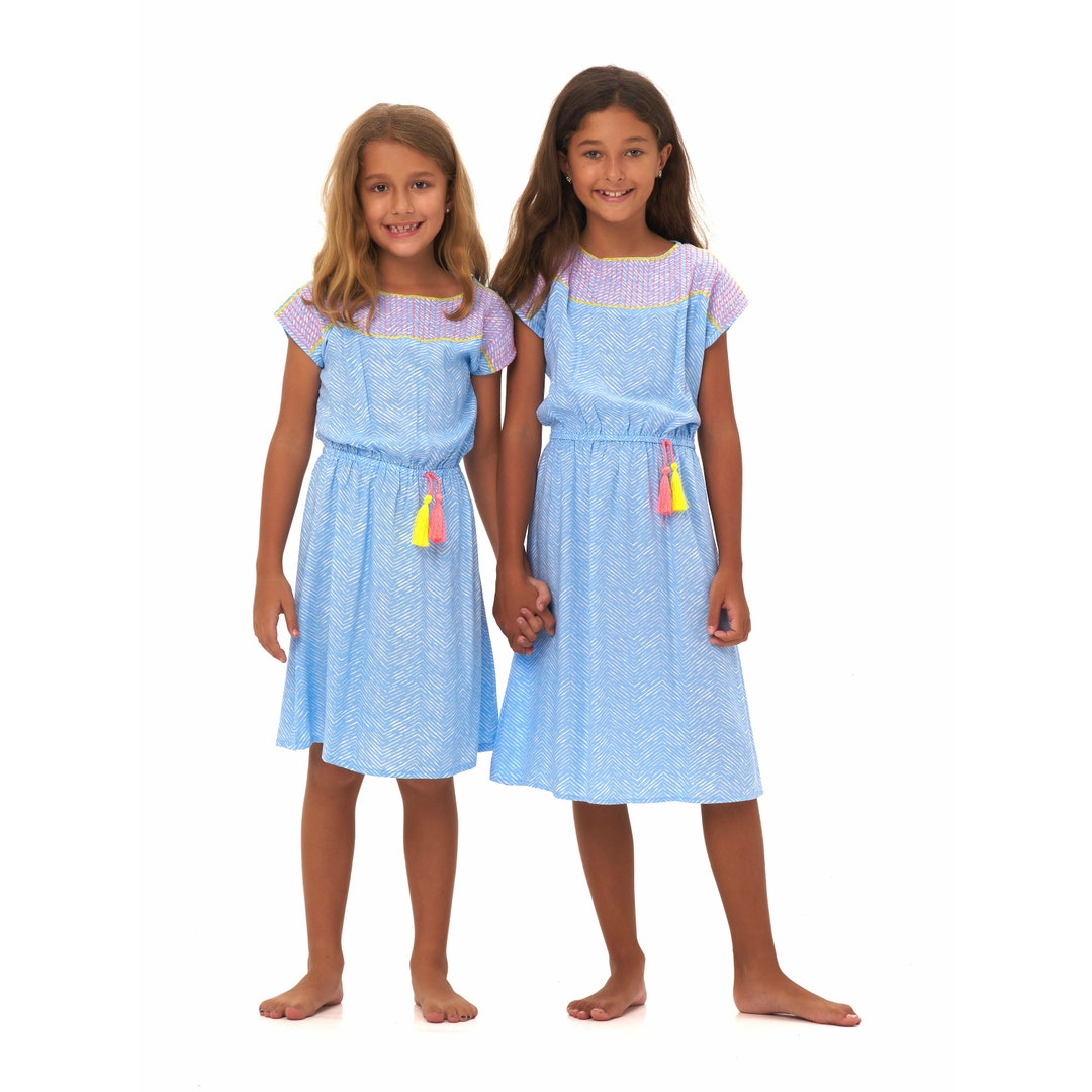 Clara Girl Dress in Blue Sabine INDIGO KIDS Summer Outfits - Etsy