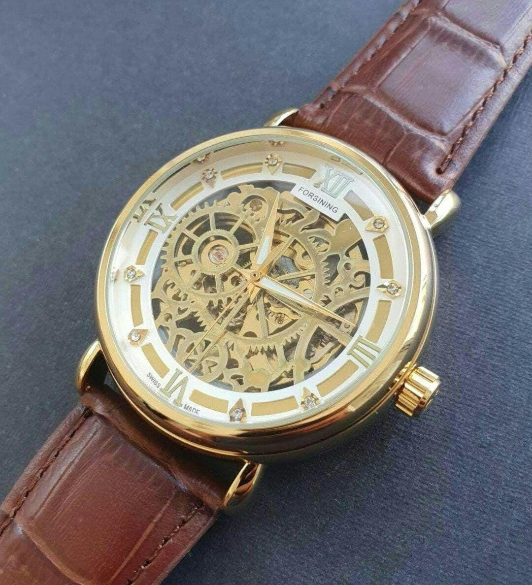 Men Automatic Watch Self Winding Mechanical Balance Wheel Movement ...