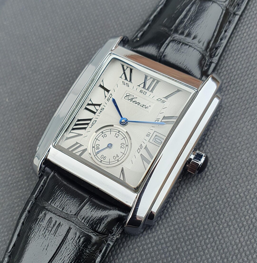 Men Classic Watch Smart Casual Luxury Business Square Rectangular Roman ...