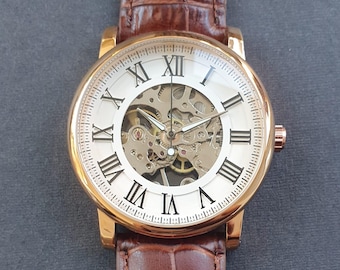 Men Automatic Watch Moon Phase Self Winding Mechanical Balance Wheel ...