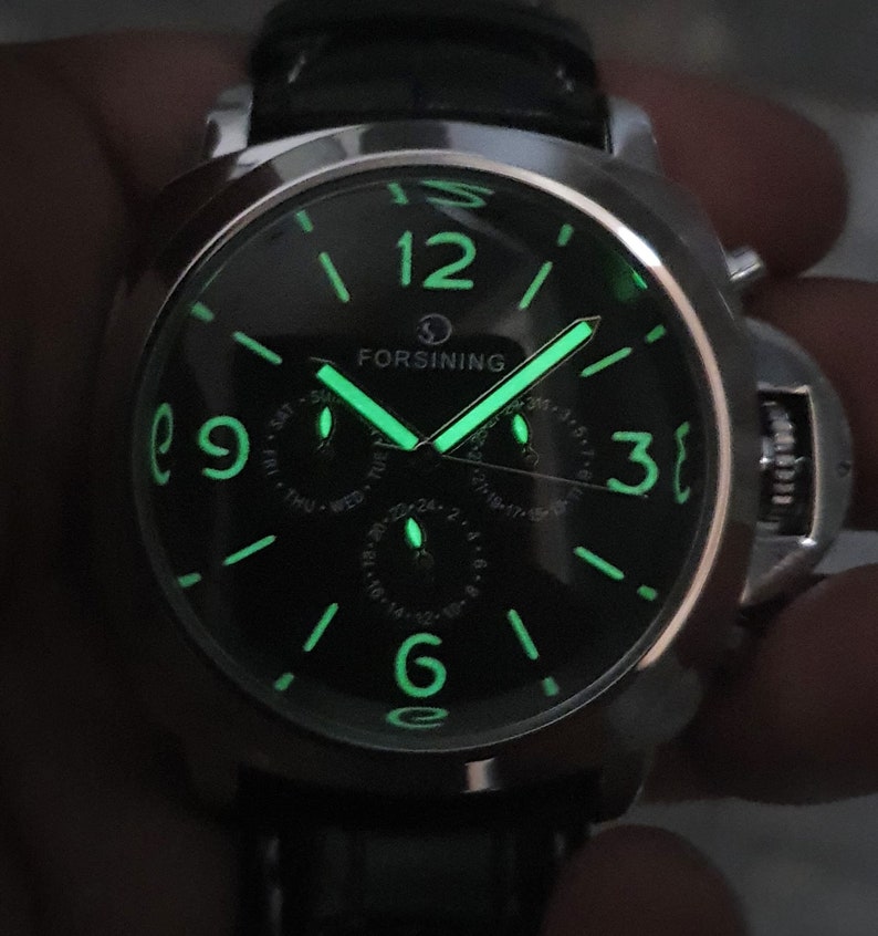 Men Automatic Watch Self Winding Mechanical Luminous Marina Black ...