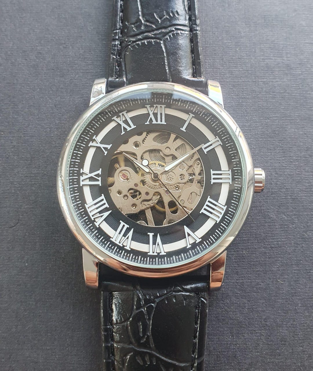 Men Automatic Watch Manual Winding Mechanical Balance Wheel Movement ...