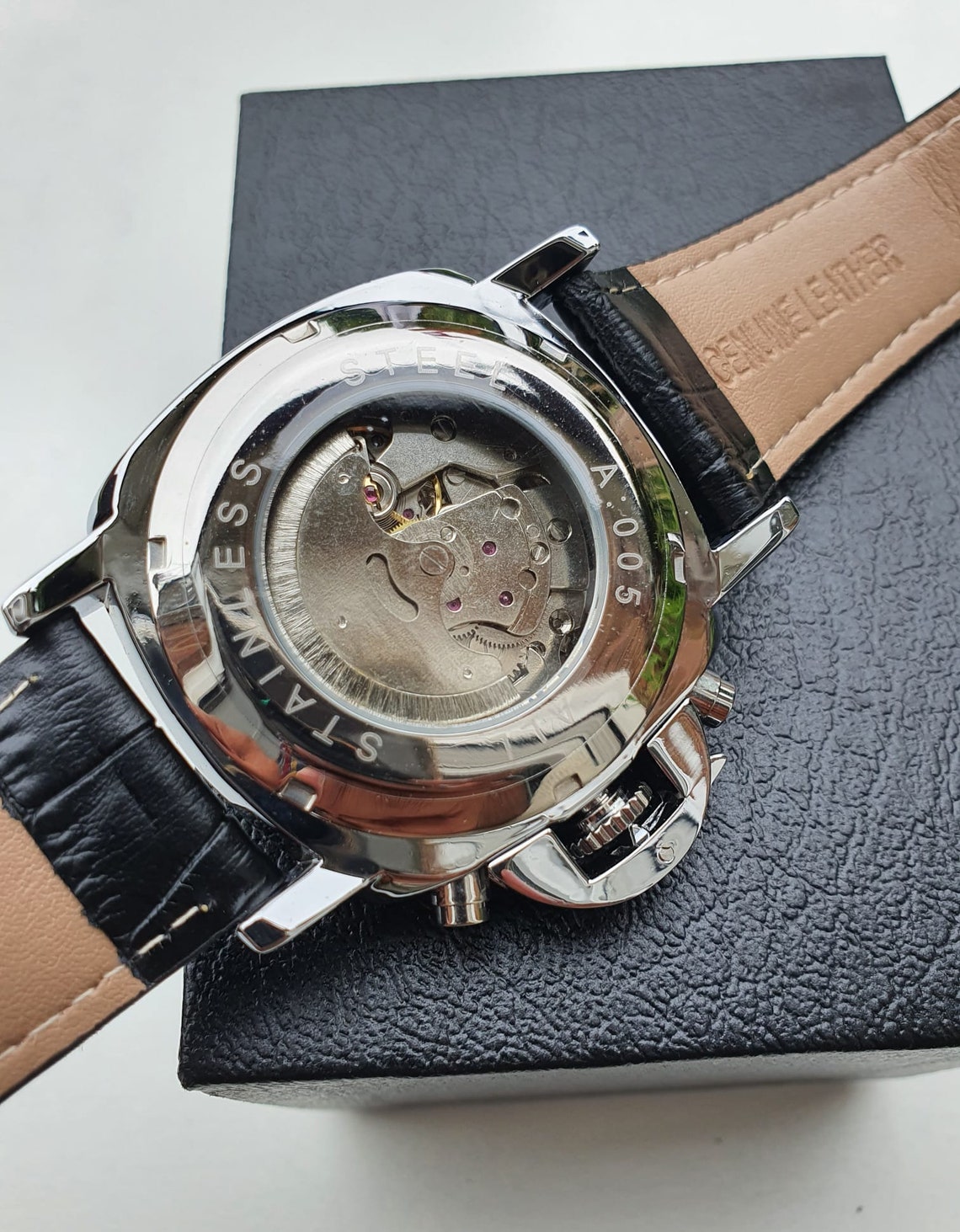 Men Automatic Watch Self Winding Mechanical Luminous Marina Black ...