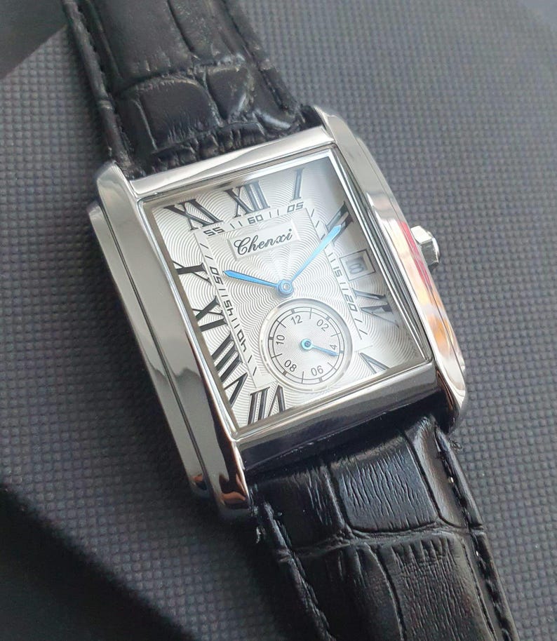 Men Classic Watch Smart Casual Luxury Business Square Rectangular Roman ...