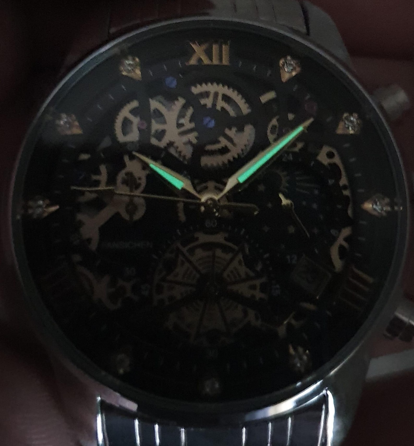 Men Chronograph Watch Moon Phase Skeleton Classic Smart Business Luxury ...