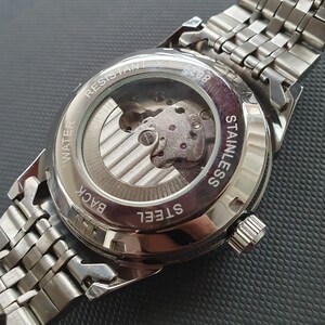 Men Automatic Watch Moon Phase Mechanical Balance Wheel Movement ...