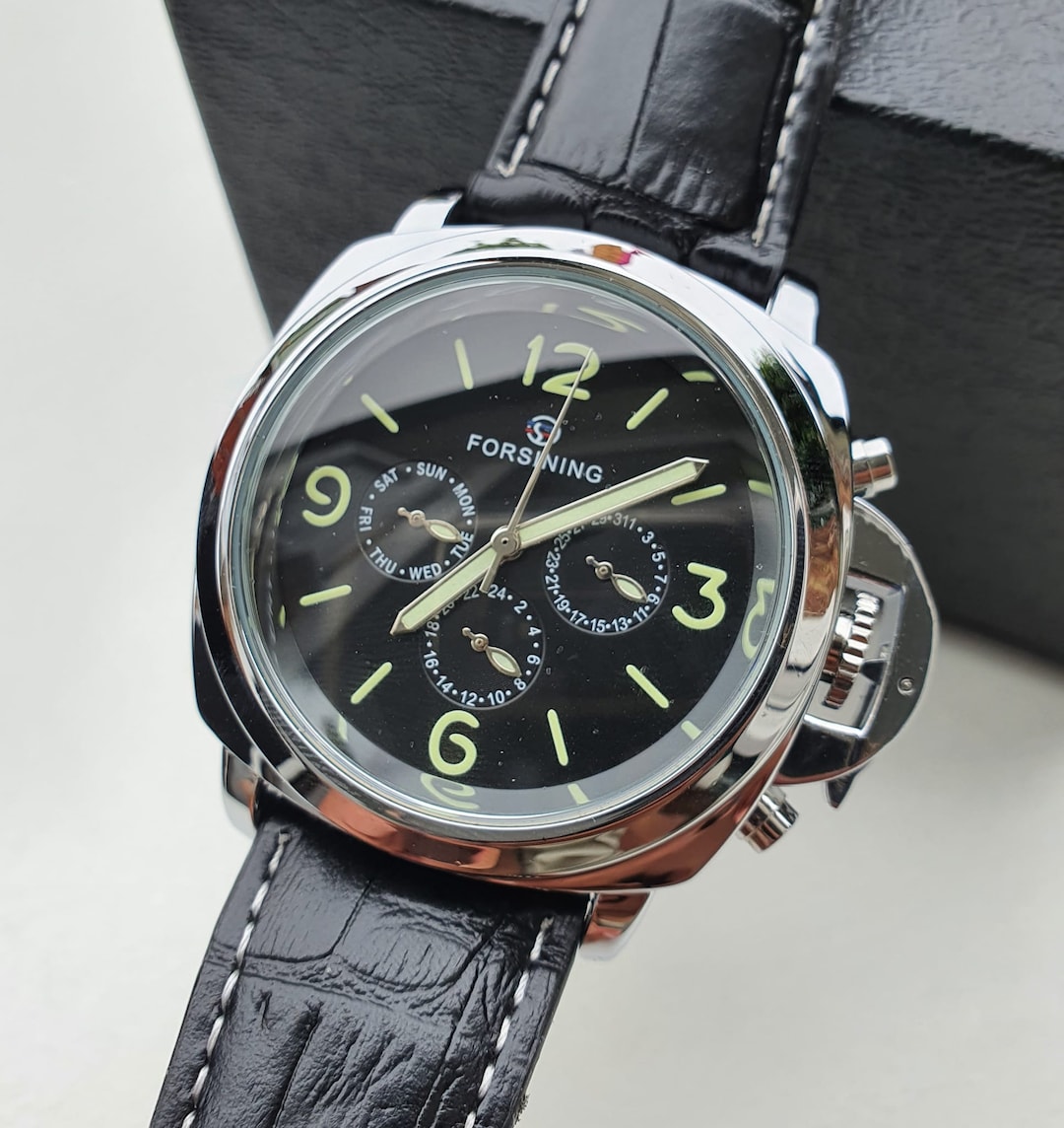 Men Automatic Watch Self Winding Mechanical Luminous Marina Black ...