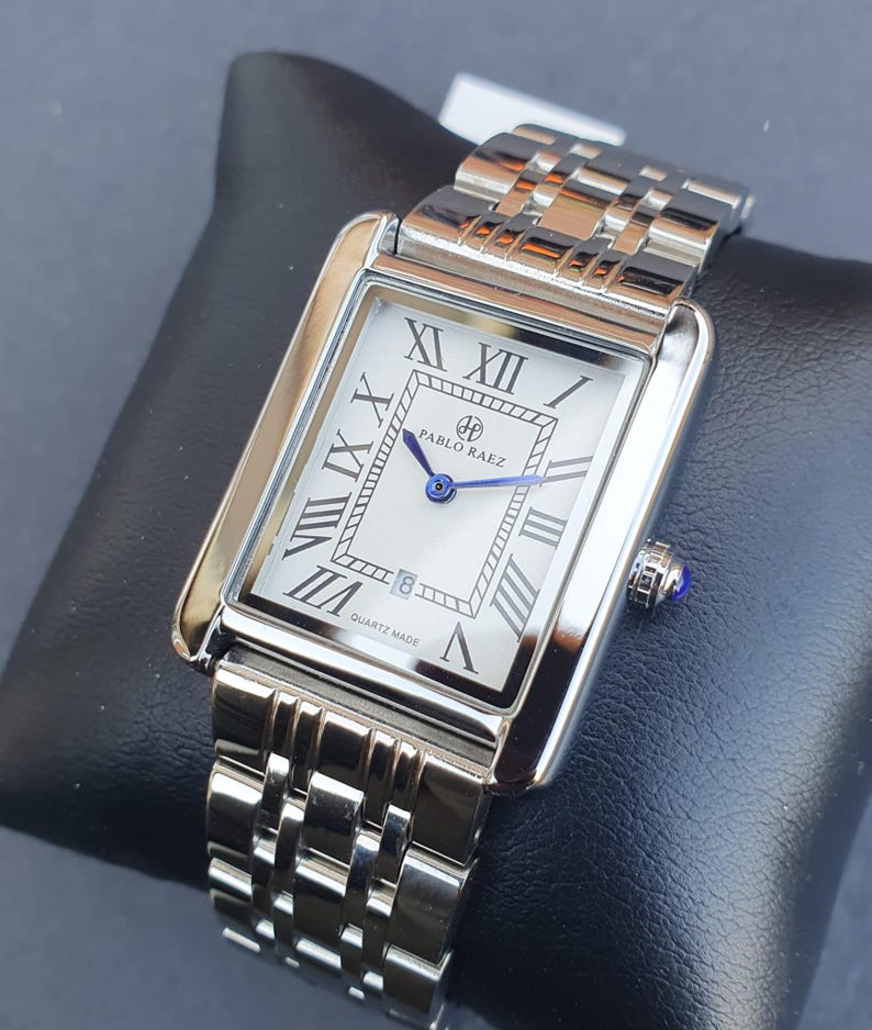 Men Classic Watch Square Rectangular Smart Casual Roman Numeral ...