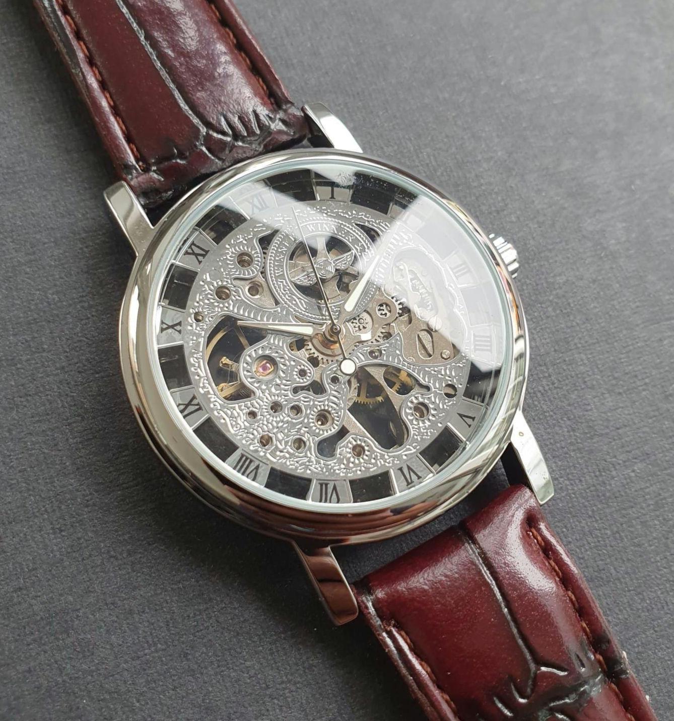 Men Automatic Watch Manual Winding Mechanical Balance Wheel Movement ...