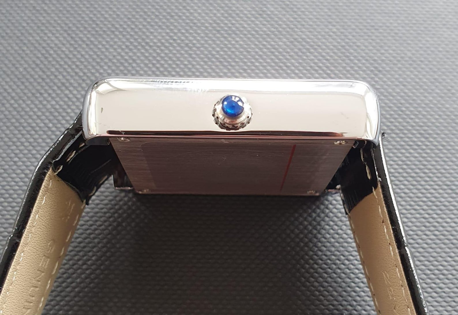 Men Classic Watch Square Rectangular Black Leather Strap Roman Numeral ...