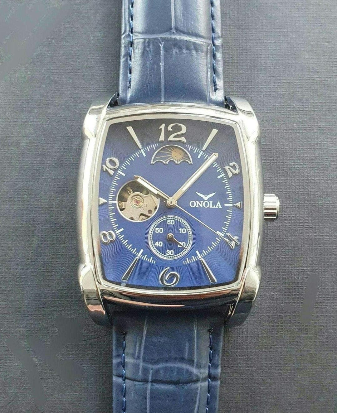Men Automatic Watch Moon Phase Self Winding Mechanical Balance Wheel ...