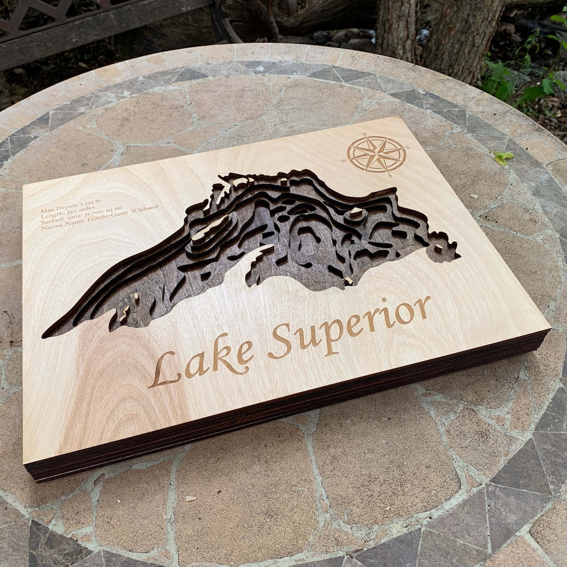 Lake Superior Wooden Depth Map 3D Laser Cut Bathymetry Sign | Etsy