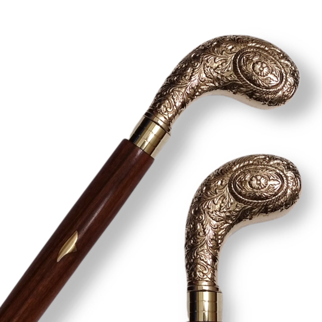 Nebula Brass Golf Head Walking Cane Victorian Style Nautical Toscano ...