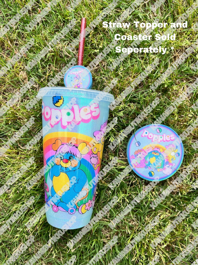 Handmade 80s Popple Puff Vintage Cartoon Blue Glitter Starbucks Tumbler ...