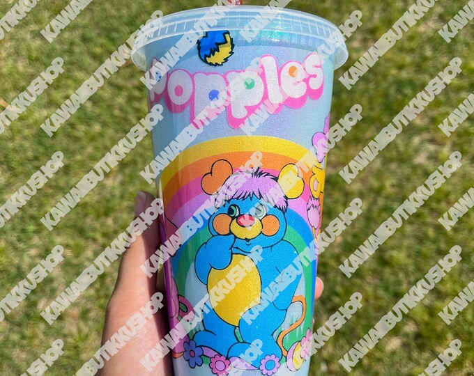 Set of 4 Popples Collectors Glasses / Party Popple / Puzzle Popple / P ...