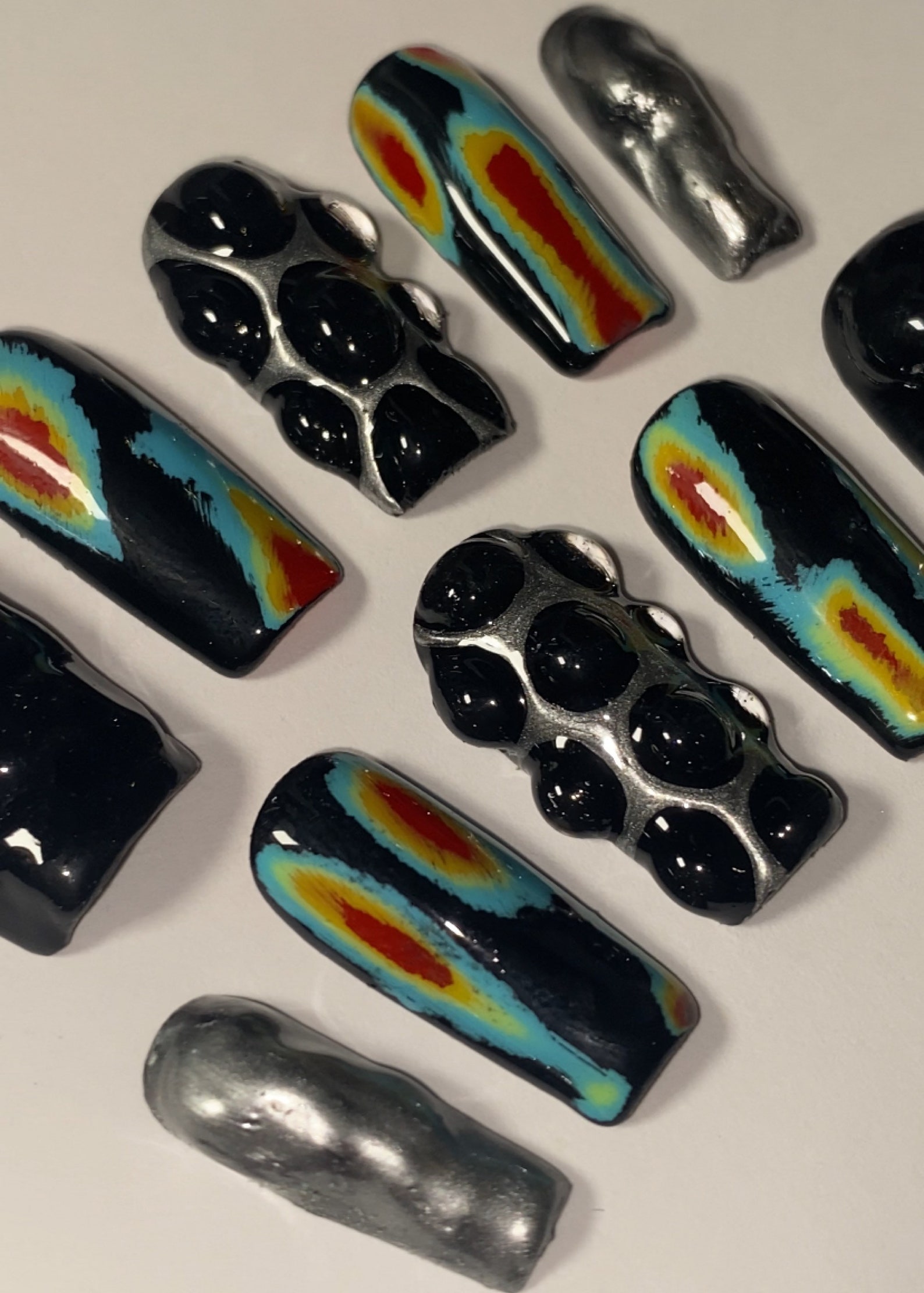 Heat Map Square Press on Nails / 3d Nails / Luxury Press on - Etsy