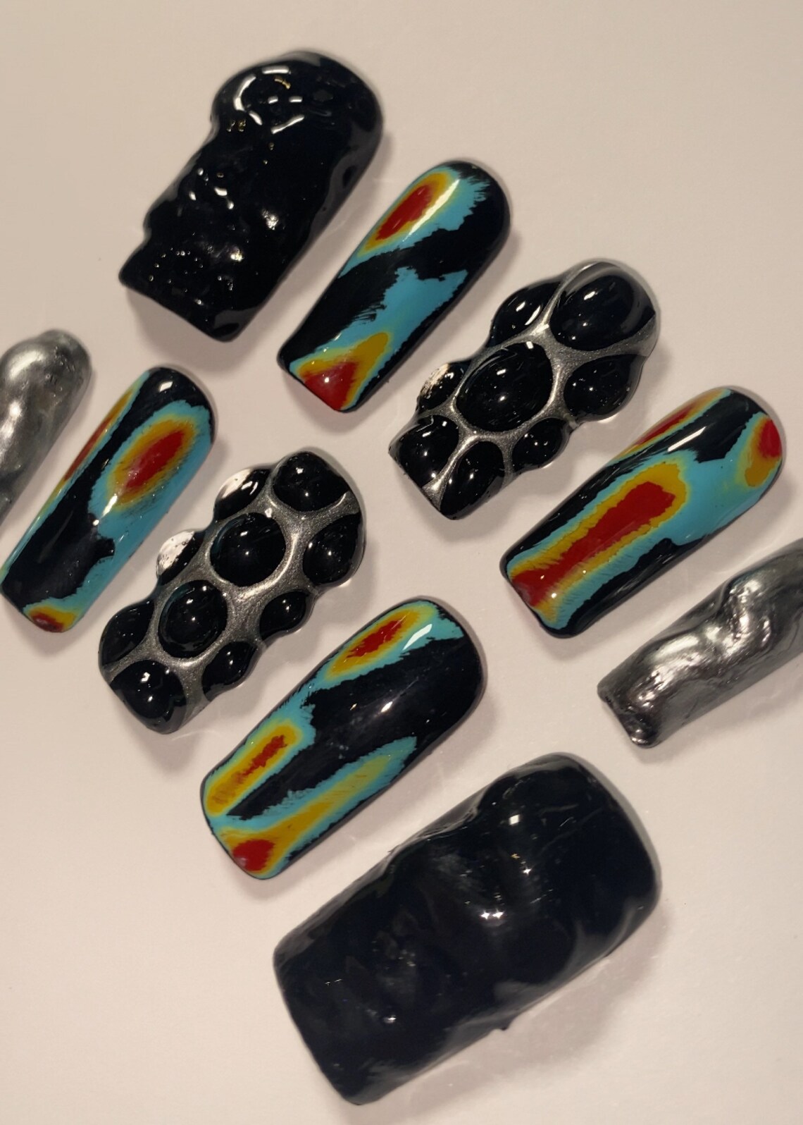 Heat Map Square Press on Nails / 3d Nails / Luxury Press on - Etsy