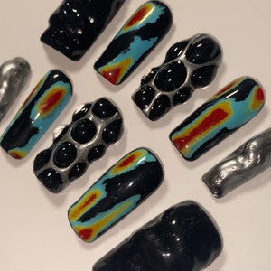 Heat Map Square Press on Nails / 3d Nails / Luxury Press on - Etsy