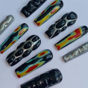 Heat Map Square Press on Nails / 3d Nails / Luxury Press on Nails ...