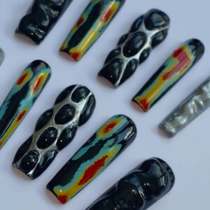 Heat Map Square Press on Nails / 3d Nails / Luxury Press on Nails ...