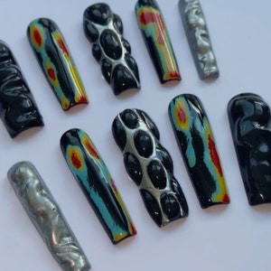 Heat Map Square Press on Nails / 3d Nails / Luxury Press on Nails ...