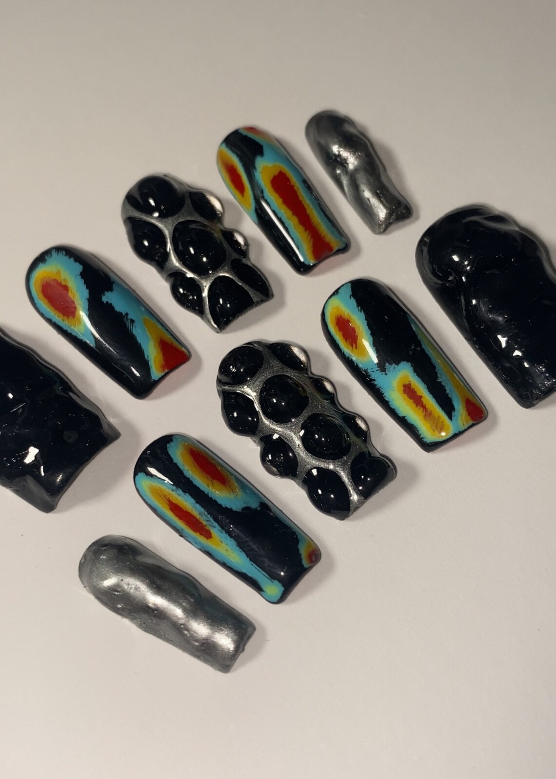 Heat Map Square Press on Nails / 3d Nails / Luxury Press on - Etsy
