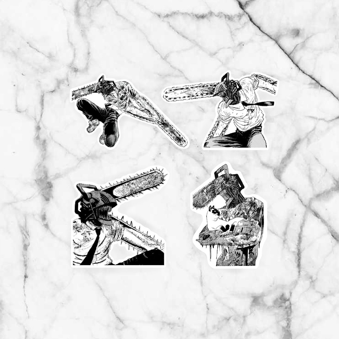 Motorized Saw Anime Mini Stickers, Manga Stickers, Anime Inspired Decal ...