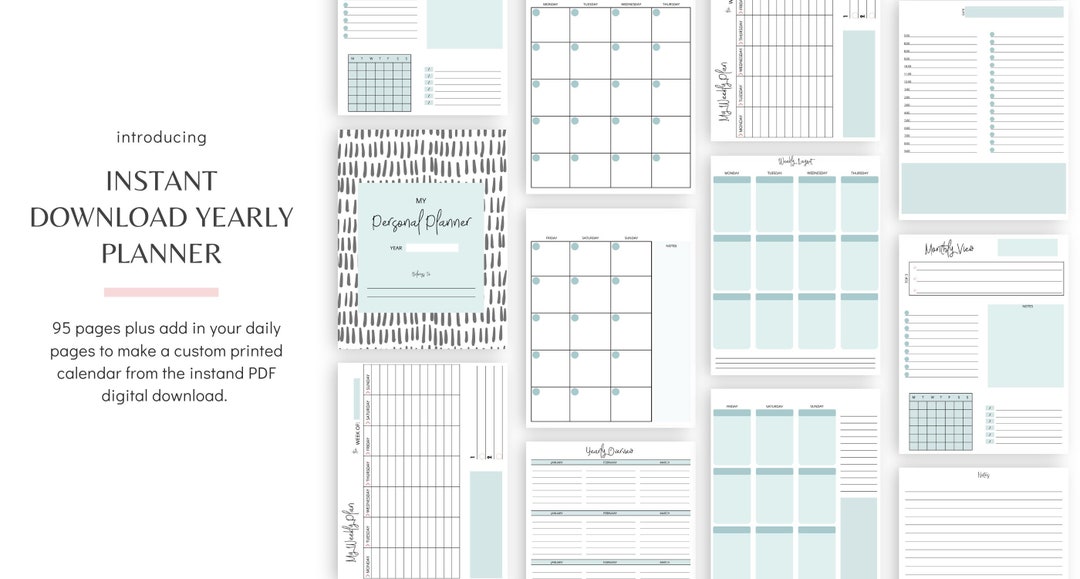 Custom Instant Download PDF Downloadable Yearly Monthly Weekly Daily ...