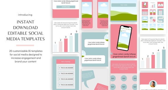 EDITABLE Customizable IG Social Media Content Templates Canva - Etsy ...