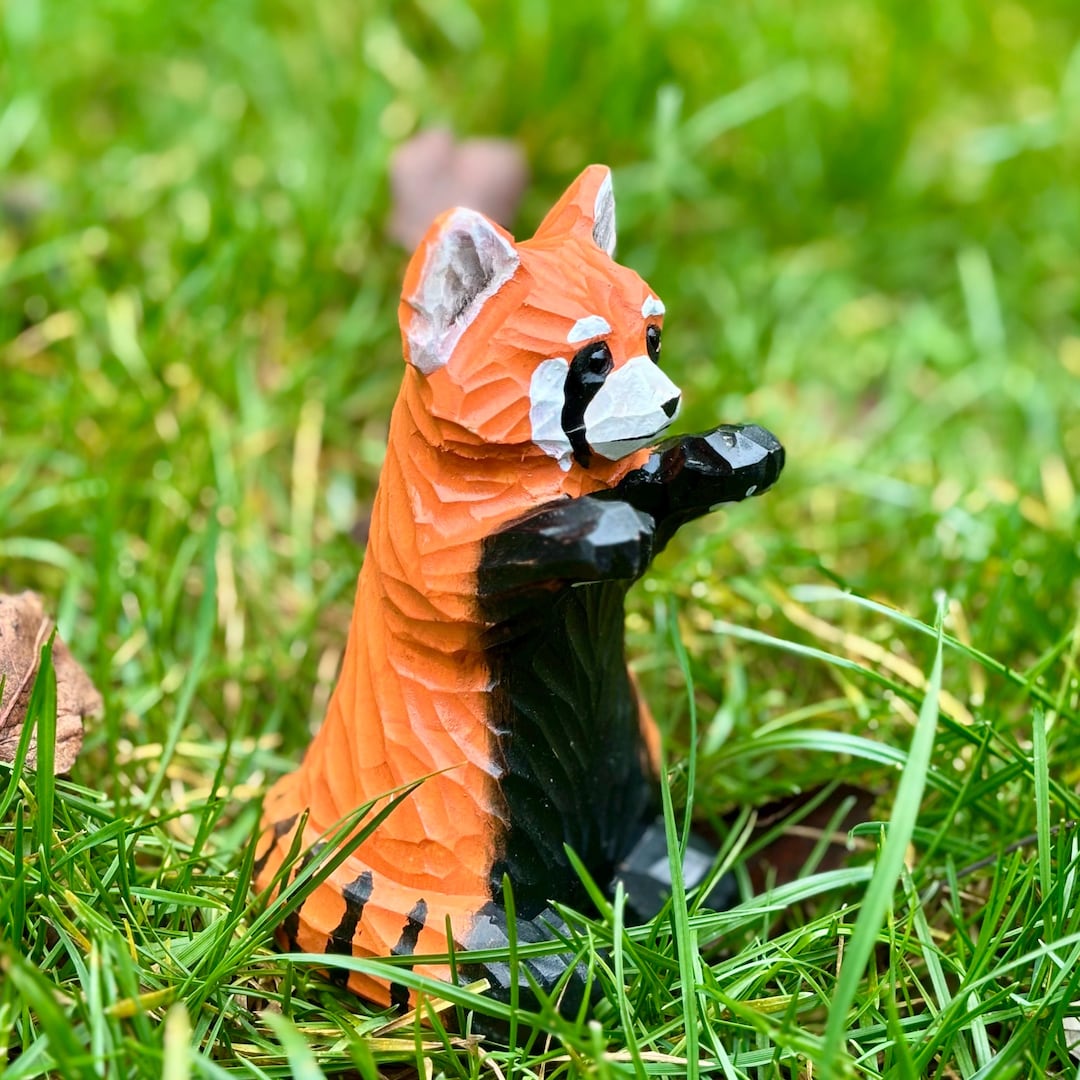 Hand-craved Wooden Red Panda Figurine Home Decor Gift for Christmas - Etsy