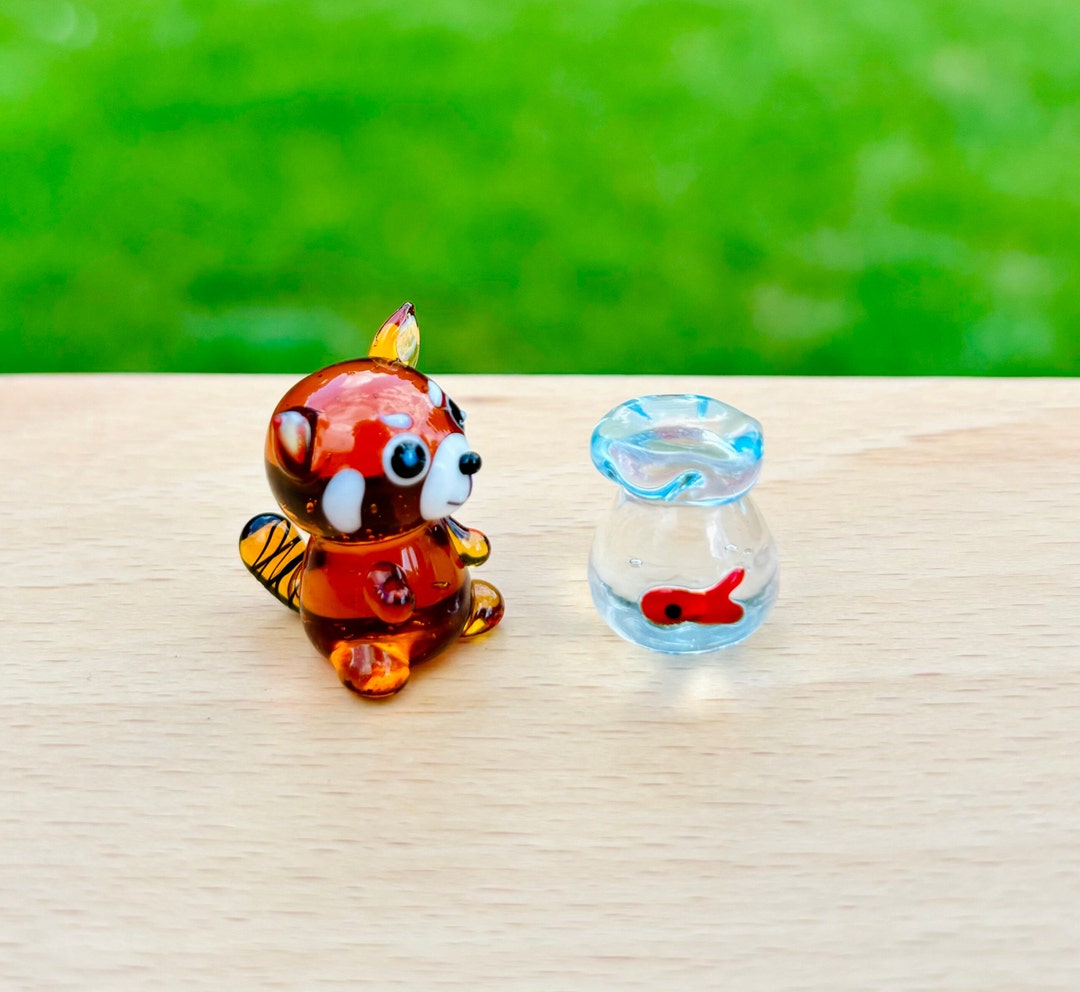 Special Mini Glass Red Panda Raccoon Aquarium Miniature Fish Tank Decor ...