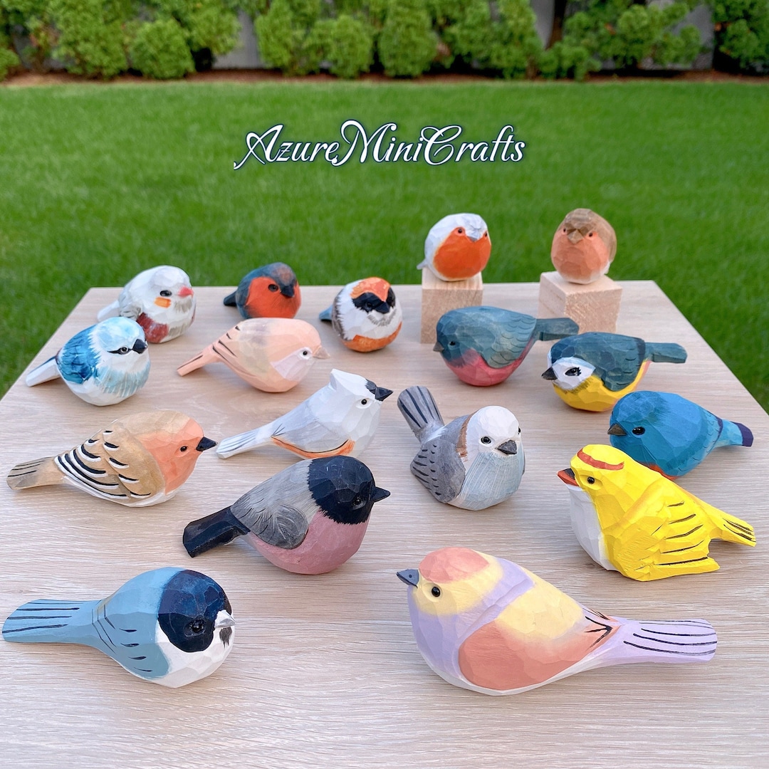 Handmade Wood Carving Bird Miniature Figurine (part 1) | Robin | Tit ...
