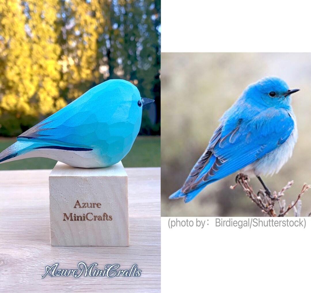 Ready to Ship: Wood Carving Bird Miniature Figurine With Pedestal ...