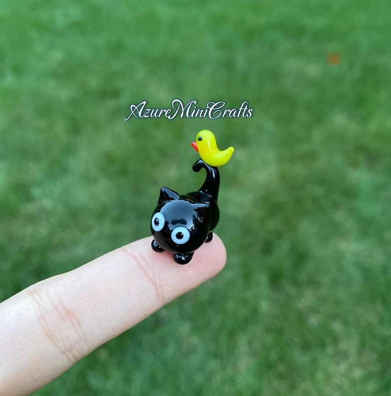 Handmade Glass Cat Miniature Glass Animal Cat Charms Cat - Etsy