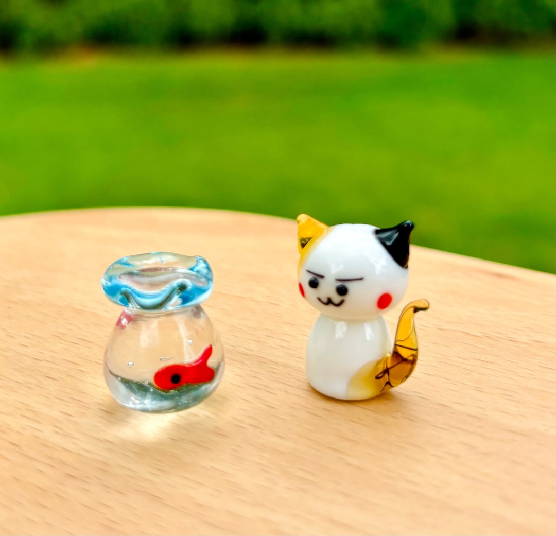 Handmade Glass Cat Miniature | Glass Animal | Cat Charms | Cat Lovers ...