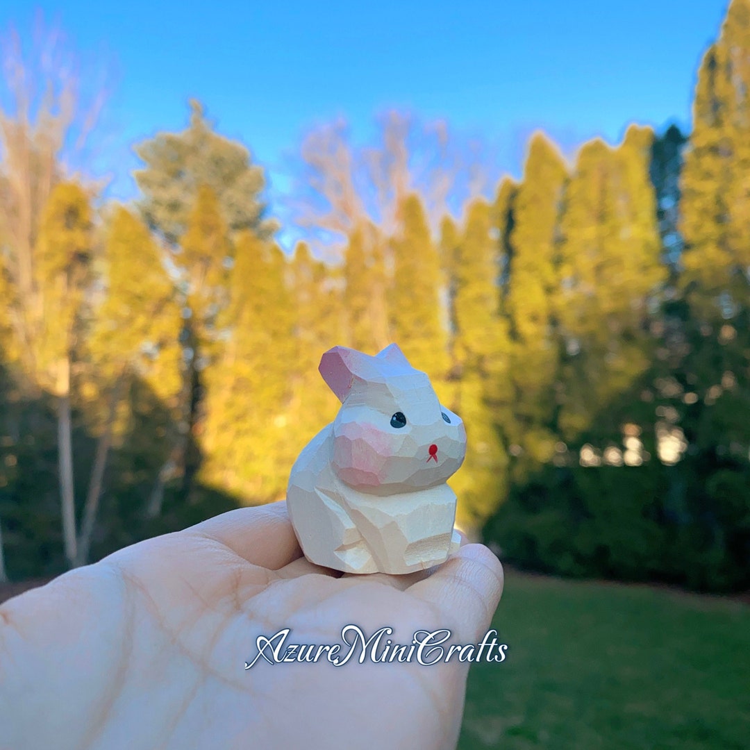 Handmade Wood Carving Rabbit Bunny Miniature Figurine | Rabbit Bunny ...