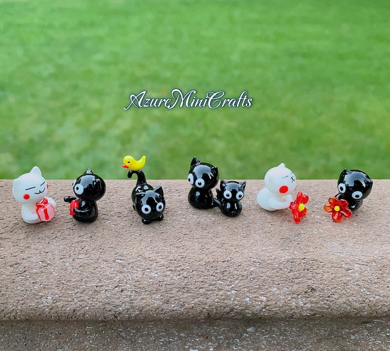 Handmade Glass Cat Miniature Glass Animal Cat Charms Cat - Etsy