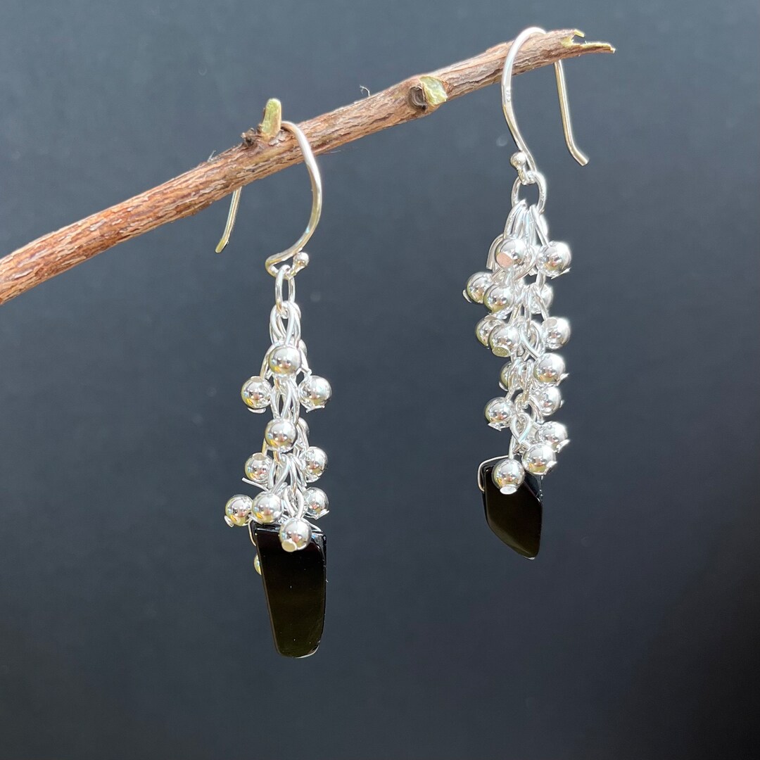 Knight in Shining Armor Black Spinel Plated Silver Earrings - Etsy