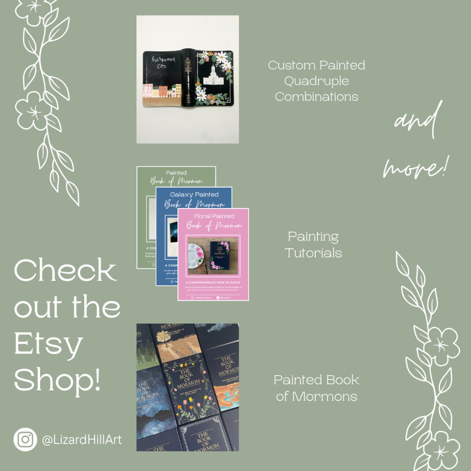 Custom Hand-painted Floral Frame Book of Mormon - Etsy